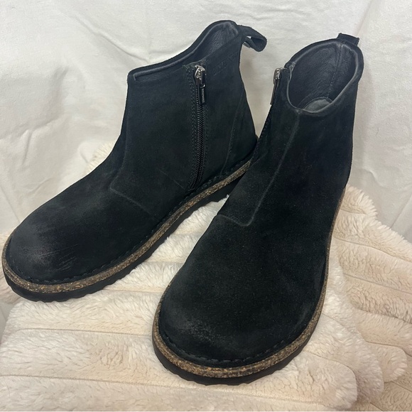 Birkenstock | Shoes | Birkenstock Melrose Black Suede Zipup Boots Size ...